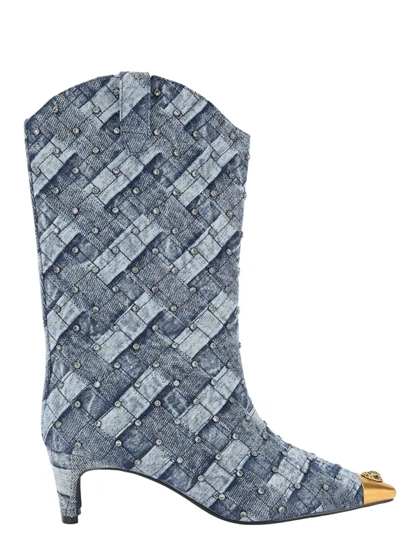 Kurt Geiger Denim Crystal-embellished Regent Boots - Blue