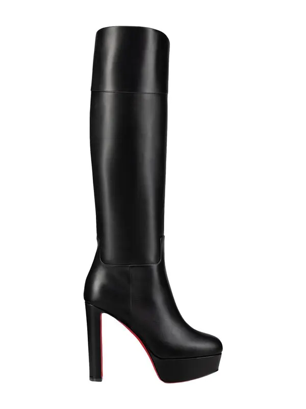 CHRISTIAN LOUBOUTIN Loo Botta Alta 130 Leather Knee-high Boots - Black