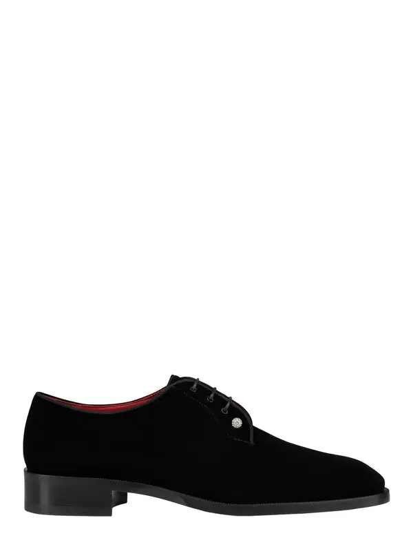 CHRISTIAN LOUBOUTIN Chambeliss Night Strass Velvet Derby Shoes - Black