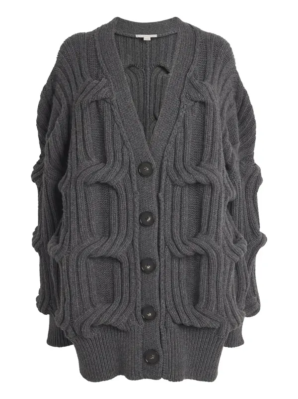 Stella McCartney Virgin Wool Falabella Cardigan - Grey