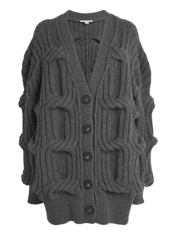 Stella McCartney Virgin Wool Falabella Cardigan - Grey