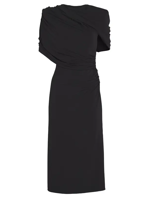 Stella McCartney Jersey Draped Midi Dress - Black