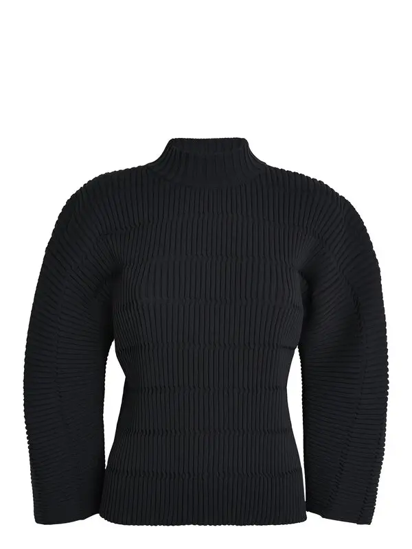 Issey Miyake Jiggly Knit High-neck Top - Black