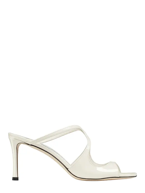JIMMY CHOO Anise 75 Patent Leather Sandals - White