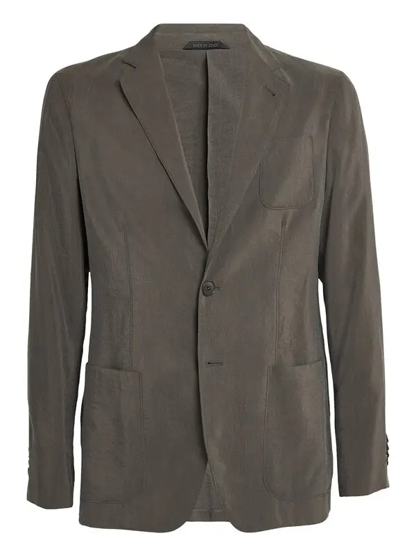 Giorgio Armani Silk-blend Upton Blazer - Grey