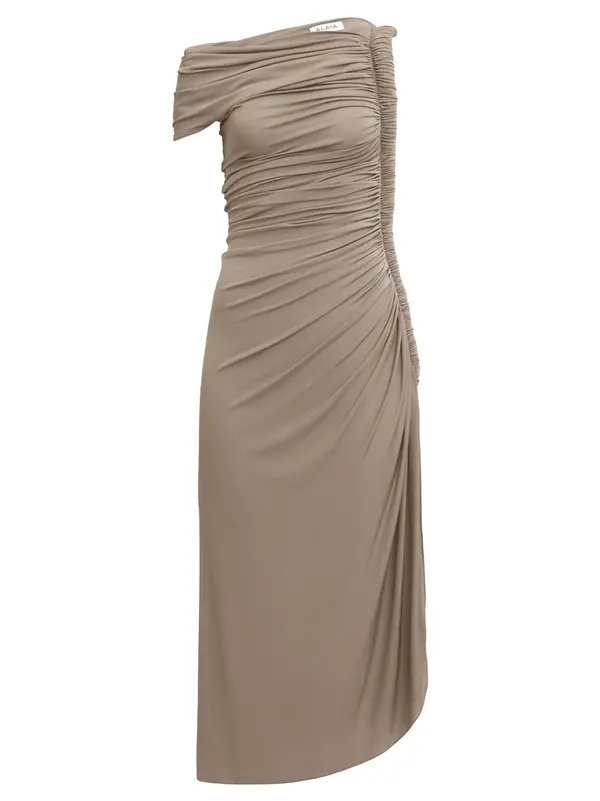 Alaïa Asymmetric Pipe Midi Dress - Beige