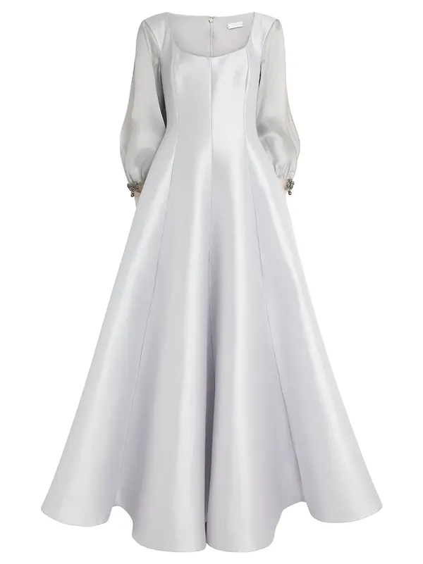 Alexis Mabille Piqué Organza-sleeve Gown - Grey