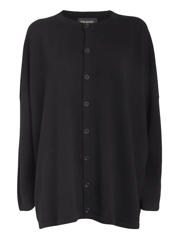 Eskandar Wool Slim-sleeve Cardigan - Black
