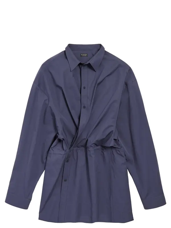 Balenciaga Cotton Mini Shirt Dress - Blue