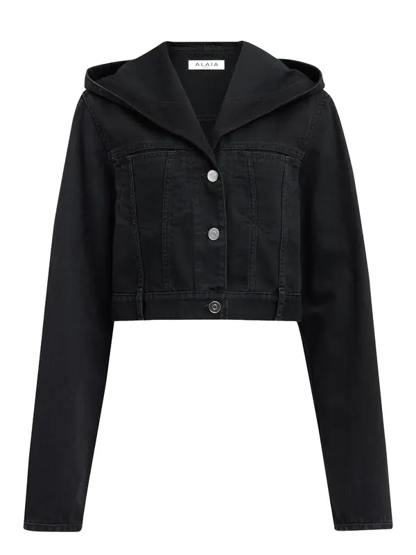 Alaïa Hooded Denim Jacket - Black