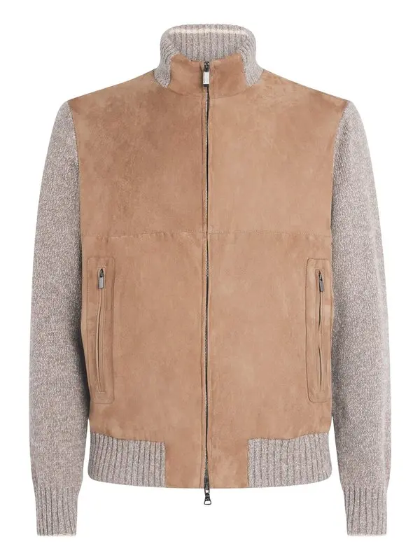 Paul & Shark Suede Zip-up Jacket - Beige