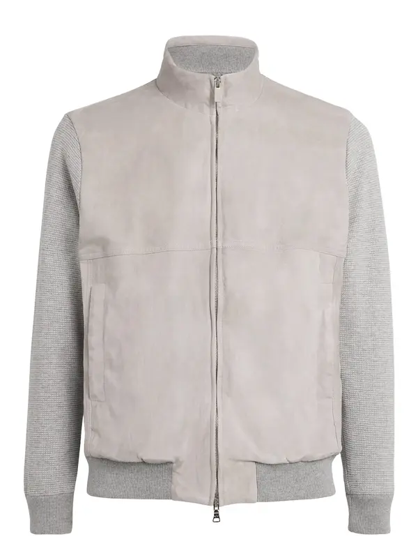Paul & Shark Suede Zip-up Jacket - White