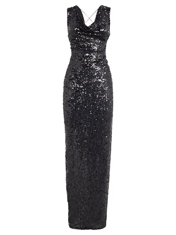 Lapointe Sequinned Cowl-neck Gown - Blue
