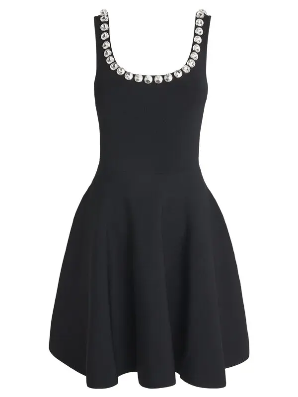 Sandro Embellished-neck Mini Dress - Black