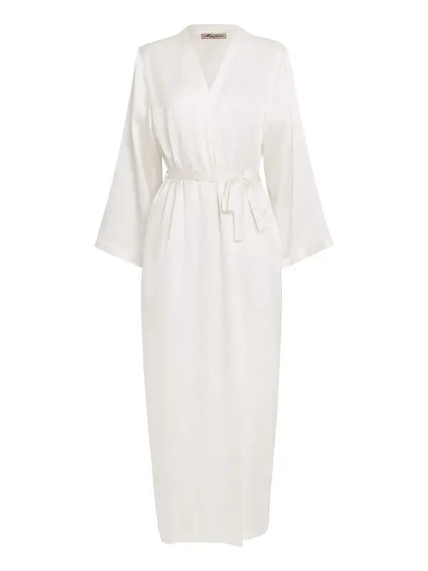 MARJOLAINE Silk Longline Tracy Robe - White