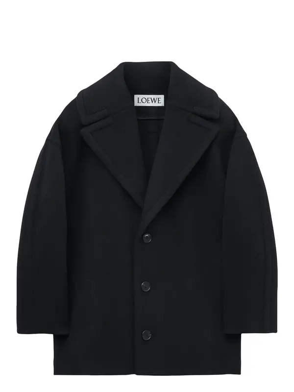 Loewe Wool Single-breasted Coat - Black