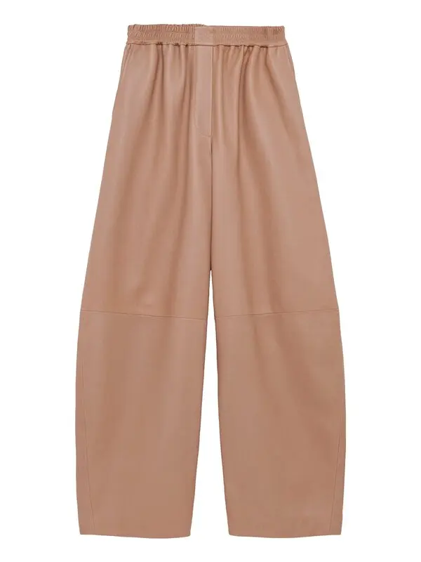 Loewe Leather Barrel-leg Trousers - Beige