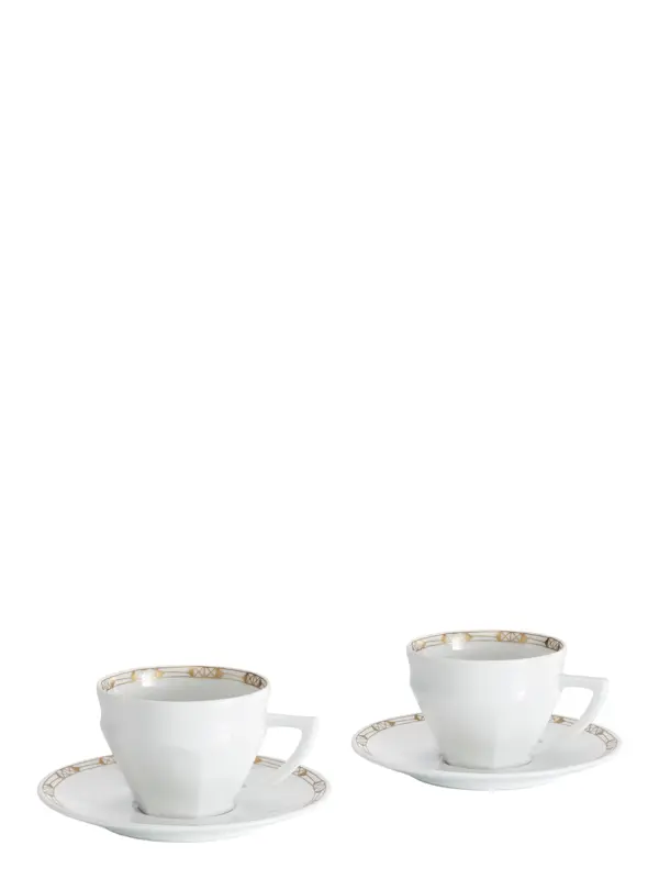THE MARTHA, BY BACCARAT Set Of 2 Porcelain Talleyrand Tea Cups And Saucers - Clear