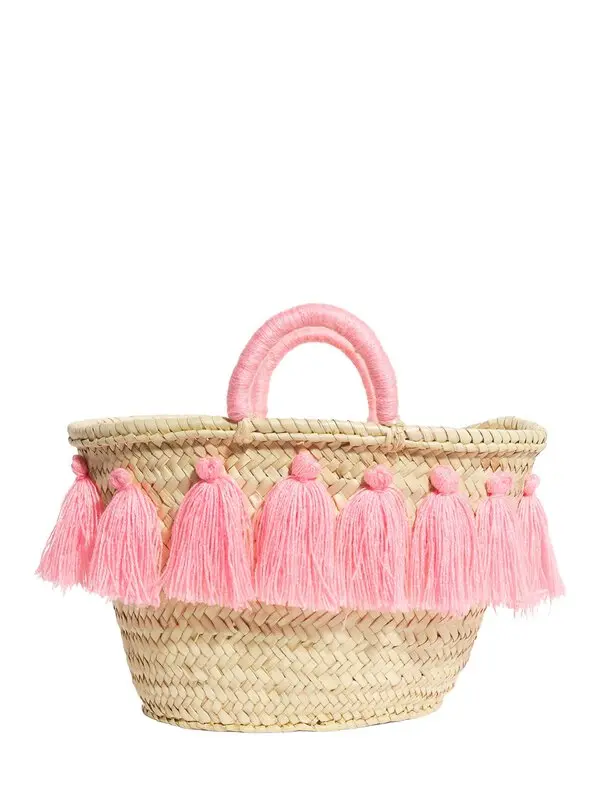 BONITA Medium Tassel Basket Bag - Beige