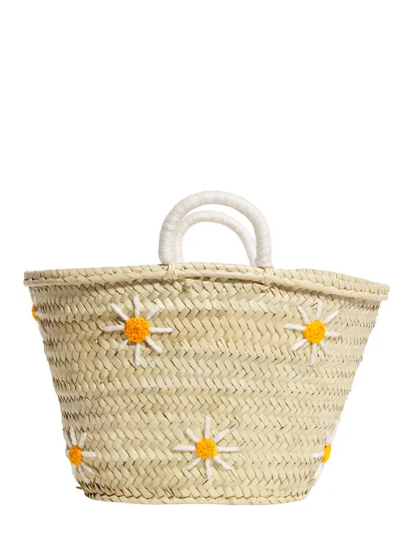 BONITA Medium Daisy Basket Bag - Beige