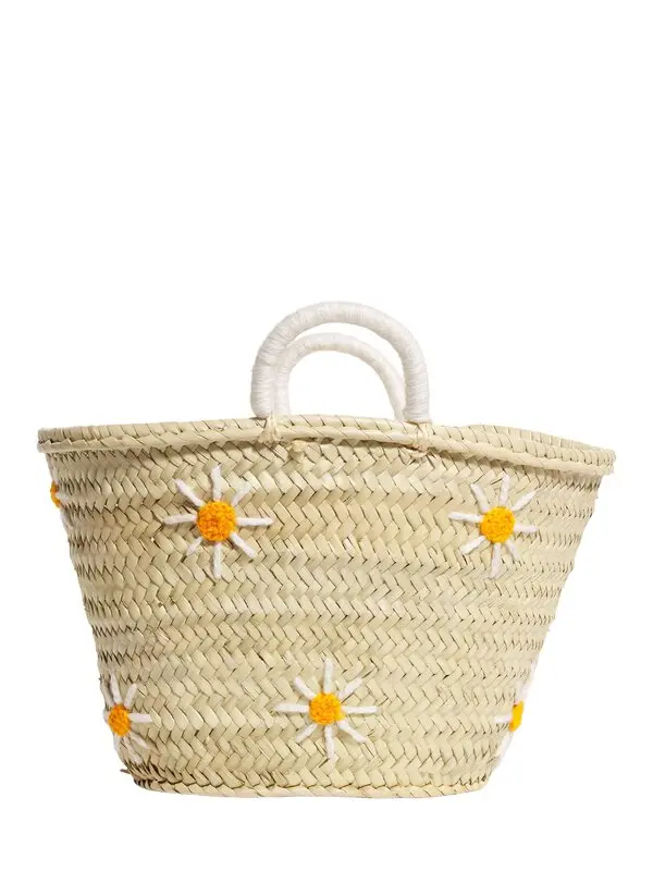 BONITA Medium Daisy Basket Bag - Beige