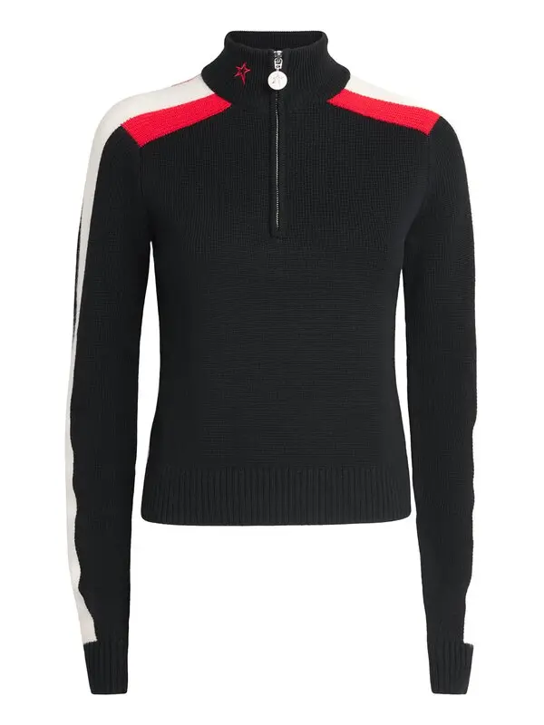 Perfect Moment Merino Wool Quarter-zip Sweater - Black