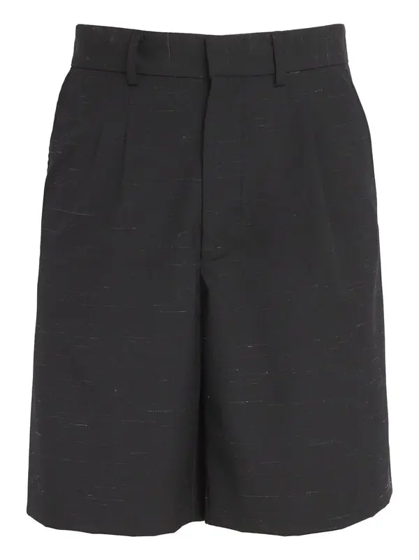 Commas Wool-linen Heathered Tailored Shorts - Black