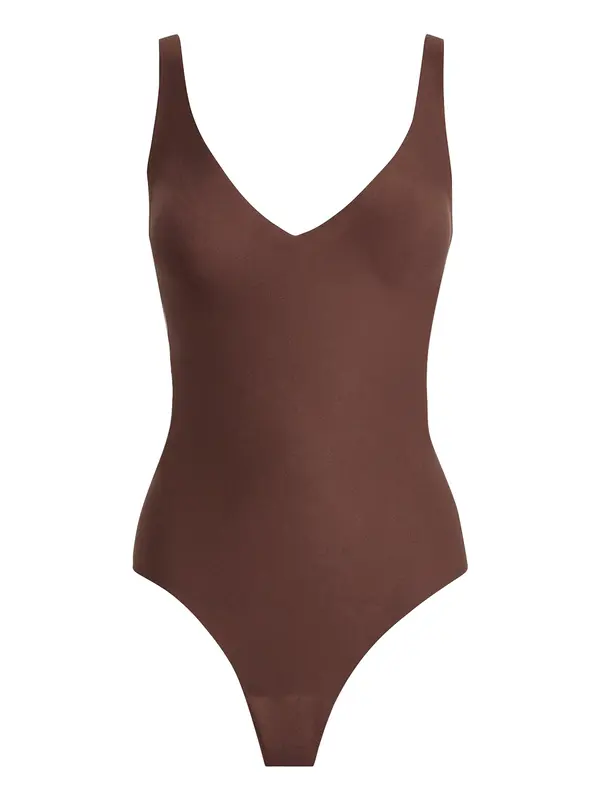 SKIMS Unlined Plunge Thong Bodysuit - Brown