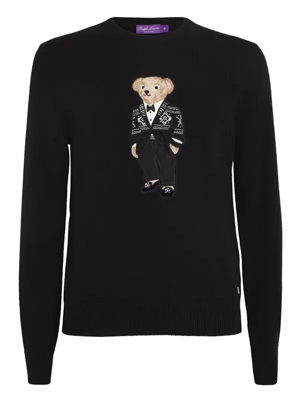 Ralph Lauren Purple Label Crew-neck Polo Bear Sweater - Black