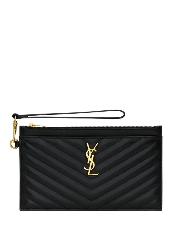 Saint Laurent Large Cassandre Matélasse Pouch - Black