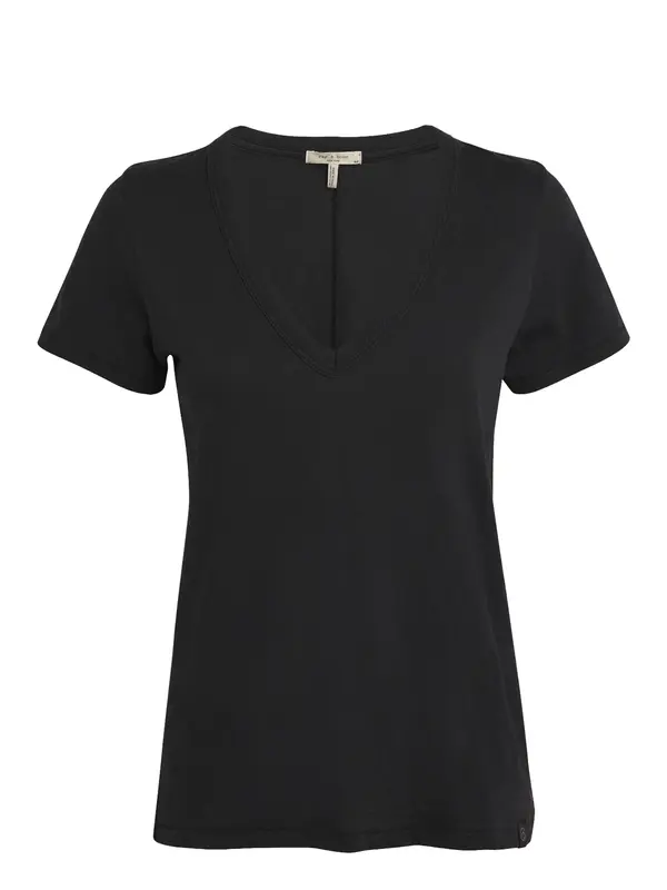 Rag & Bone Cotton Vee Slub T-shirt - Black