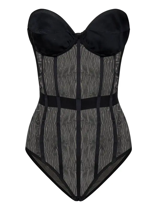 ROOM76 Sweetheart Neck Bodysuit - Black