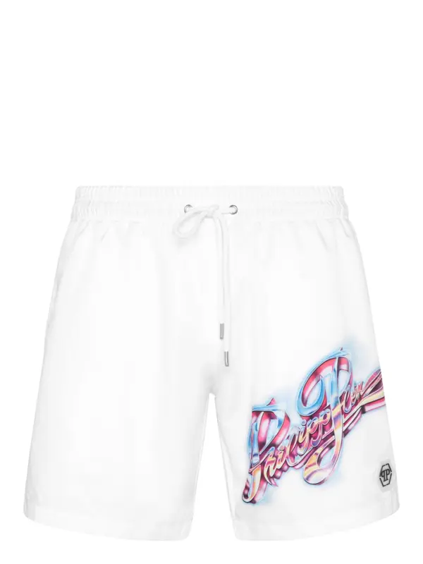 Philipp Plein Printed Swim Shorts - White