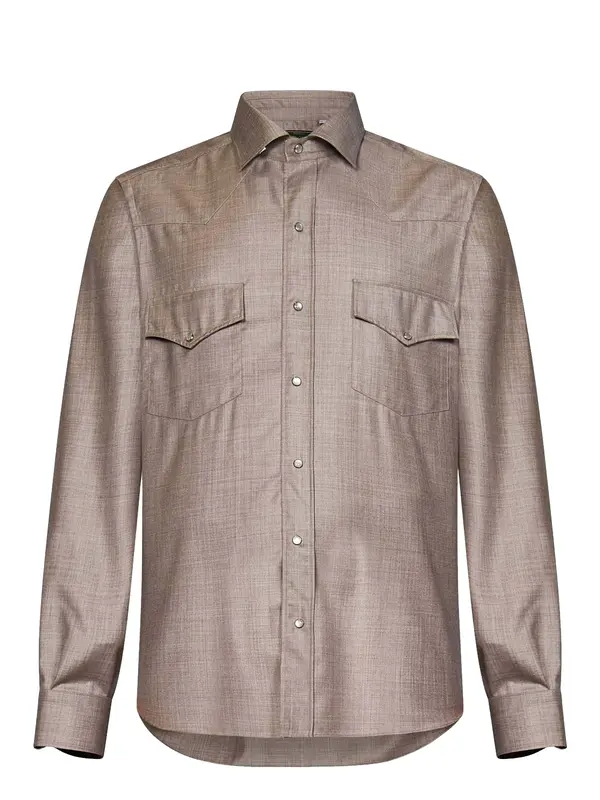 FRANZESE COLLECTION Virgin Wool Shirt - Brown