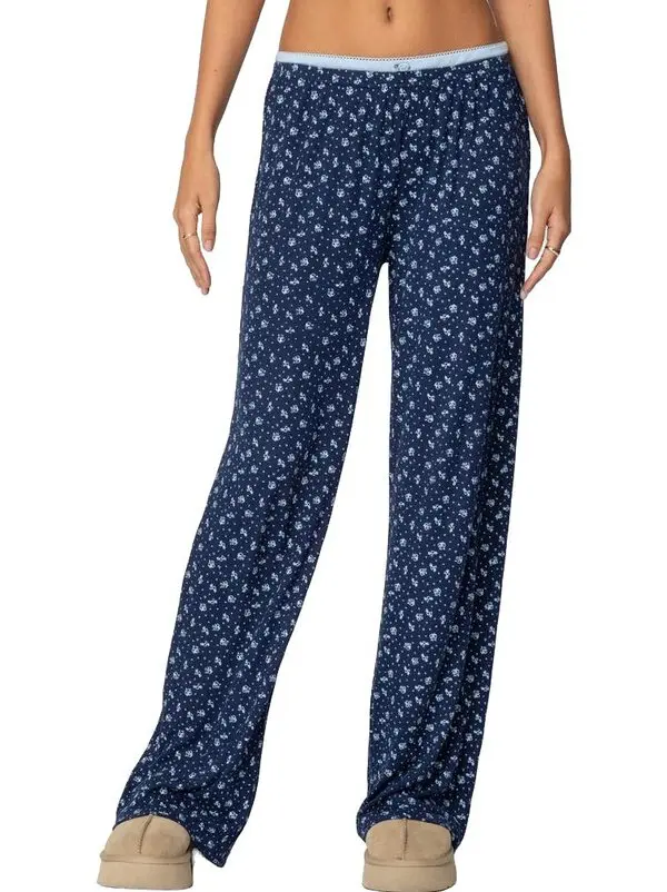 EDIKTED Flowerbed Layered Pants - Blue