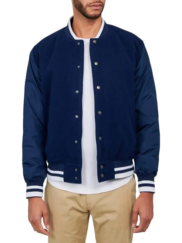 CON.STRUCT Solid Varsity Jacket - Navy