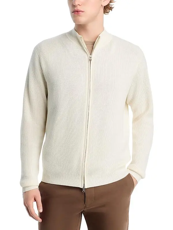 Peter Millar Wool Blend Zip-up Sweater - Almond