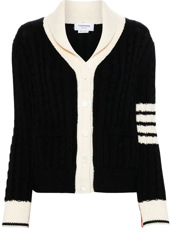 Thom Browne 4-bar Cable-knit Cardigan - Blue