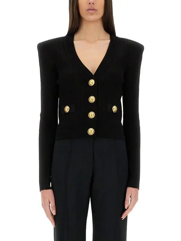 Balmain Cropped Cardigan - Black