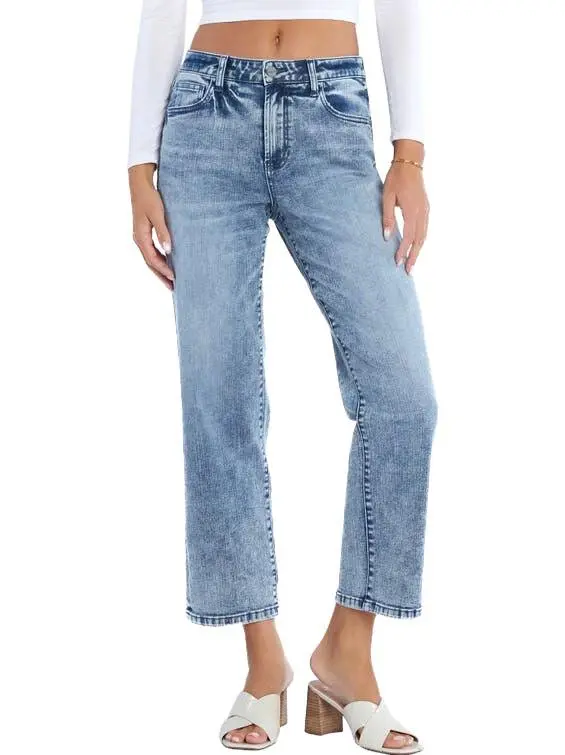 HINT OF BLU Ankle Straight Leg Jeans - Crescent Moon Blue