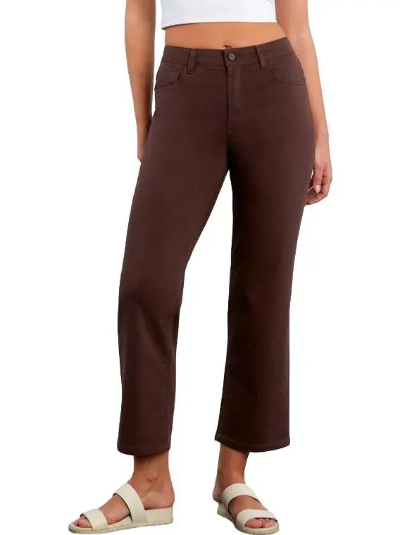 HINT OF BLU Ankle Straight Leg Jeans - Dark Chocolate