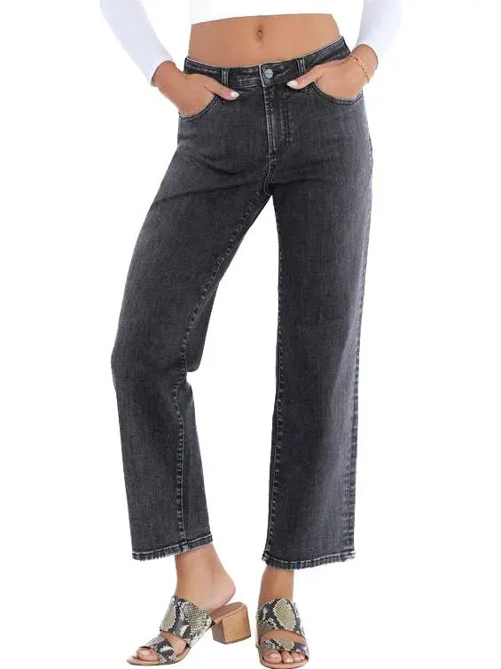 HINT OF BLU Ankle Straight Leg Jeans - Vintage Black