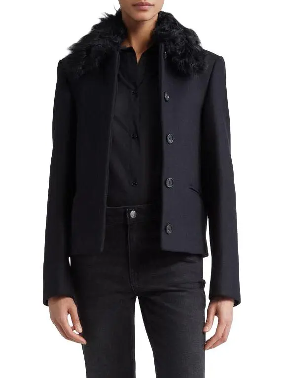 TOTEME Wool-blend Jacket With Removable Shearling Collar - Black