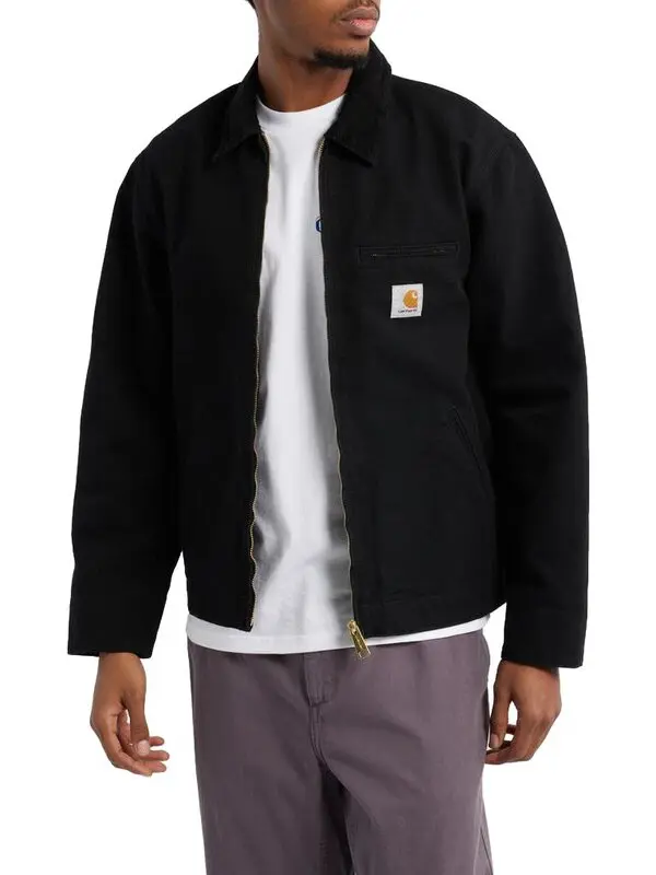 Carhartt Work In Progress Detroit Cotton Canvas Chore Jacket - Black/black Rinsed
