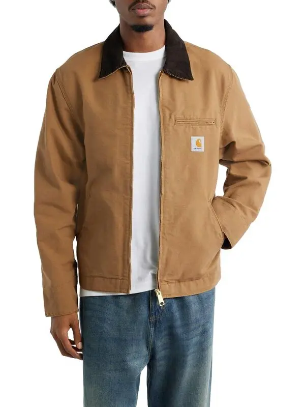 Carhartt Work In Progress Detroit Cotton Canvas Chore Jacket - Hamilton Brown Tobacco Rinsed