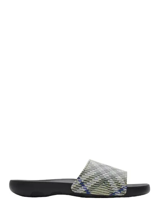 Burberry Embossed Check Pool Slide Sandal - Lichen Ip Check