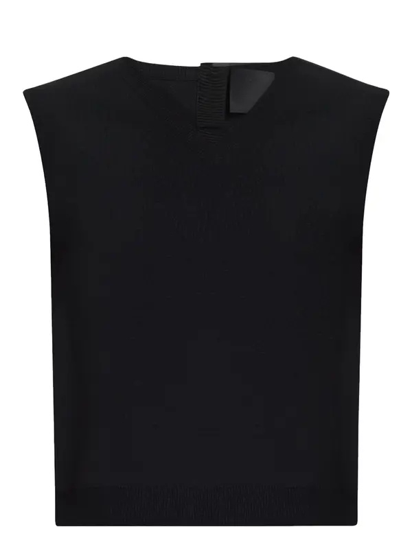 Givenchy V-neck Knit Crop Vest - Black