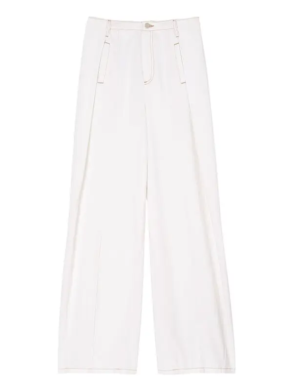 Sandro Topstitched Wide-leg Jeans - White