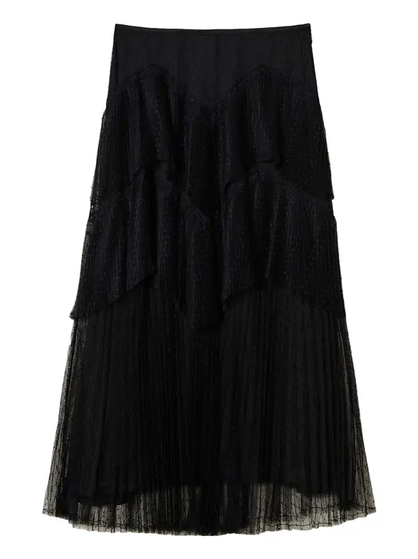 TWINSET Pleated Tiered Skirt - Black
