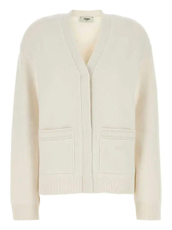 Fendi V-neck Cardigan - White